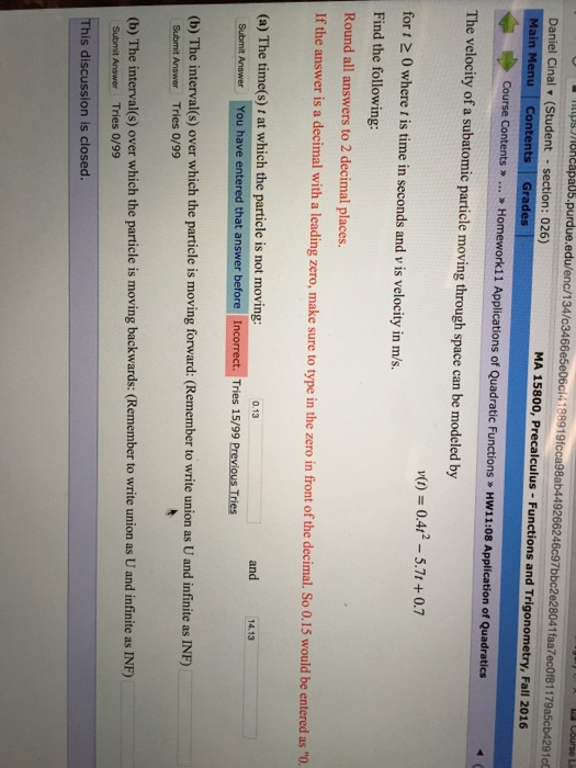 Solved The velocity of a subatomic particle moving through | Chegg.com