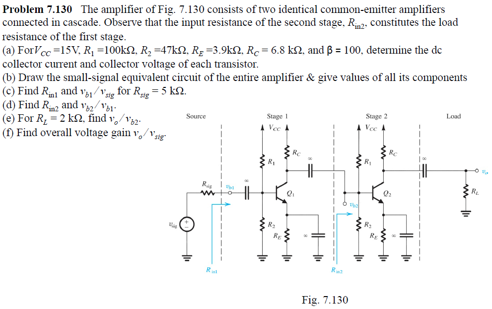 Solved The amplifier of Fig. 7.130 consists of two identical | Chegg.com Solved The amplifier of Fig. 7.130 consists of two identical | Chegg.com