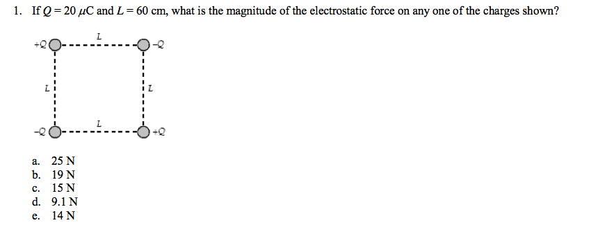 Solved If Q = 20 mu c and L = 60 cm, what is the magnitude | Chegg.com