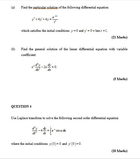 Solved Find the particular solution of the following | Chegg.com