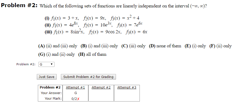 Solved Which of the following sets of functions are linearly | Chegg.com