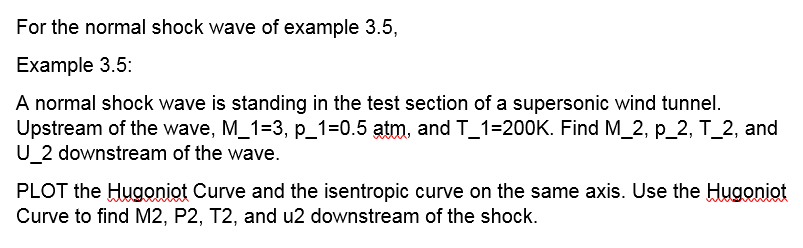 Solved For the normal shock wave of example 3.5, Example | Chegg.com