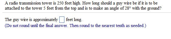 Solved A radio transmission tower is 250 feet high. How long | Chegg.com