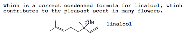 Solved Which is a correct condensed formula for linalool, | Chegg.com