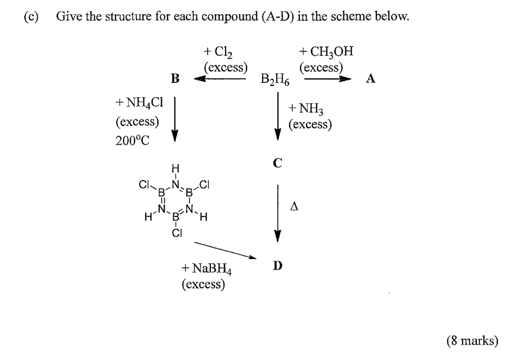 Solved (c) Give the structure for each compound (A-D) in the | Chegg.com