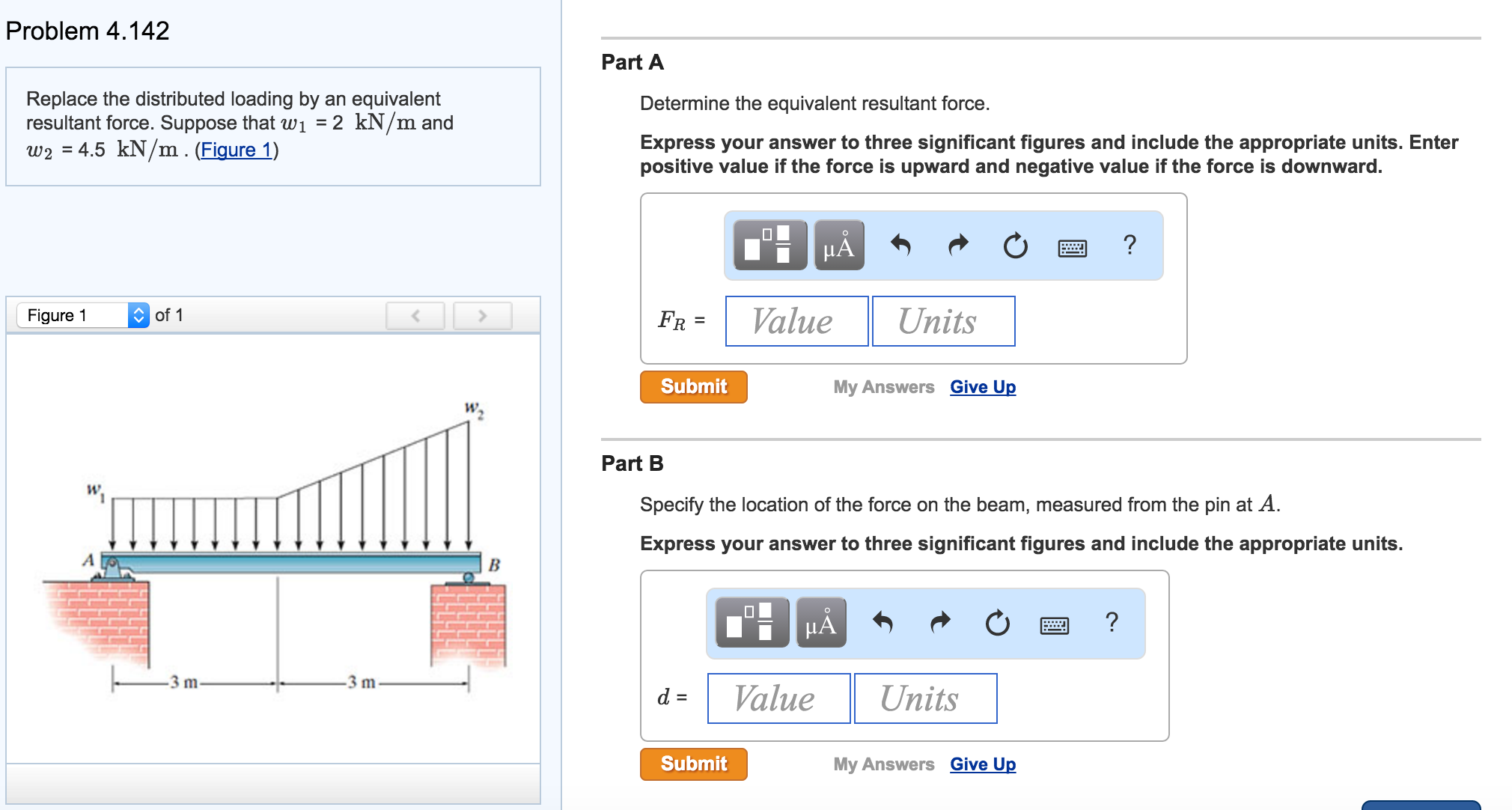 Solved Replace the distributed loading by an equivalent | Chegg.com