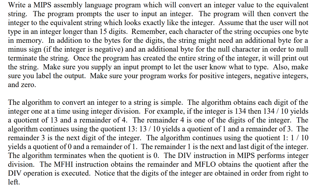 Write A Mips Assembly Language Program Which Will