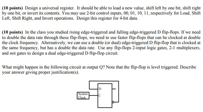Solved (10 points) Design a universal register. It should be | Chegg.com
