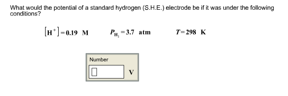 Solved What would the potential of a standard hydrogen | Chegg.com