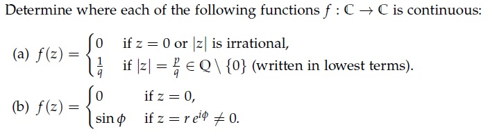 Solved Determine where each of the following functions f : C | Chegg.com