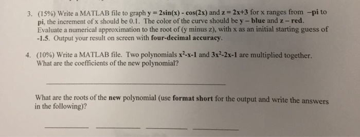 Solved Write a MATLAB file to graph y = 2sin(x) - cos(2x) | Chegg.com