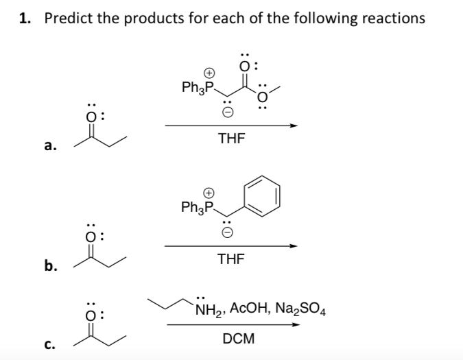 Solved 1. Predict the products for each of the following | Chegg.com
