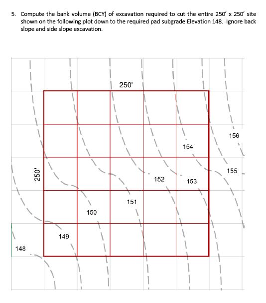 Solved 5. Compute the bank volume (BCY) of excavation | Chegg.com