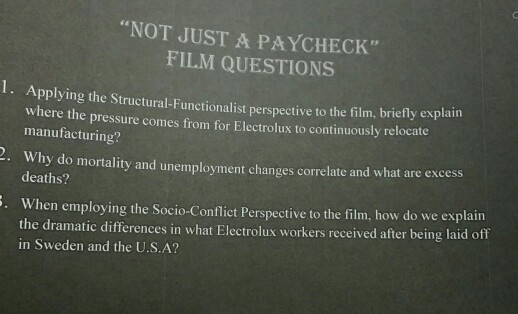 "NOT JUST A PAYCHECK" FILM QUESTIONS Applying the | Chegg.com