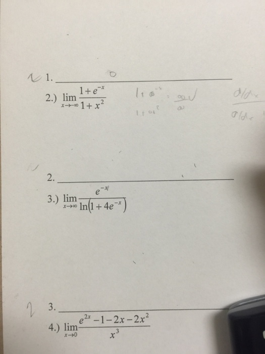 Solved lim _x rightarrow - infinity 1 + e^-x/1 + x^2 lim _x | Chegg.com