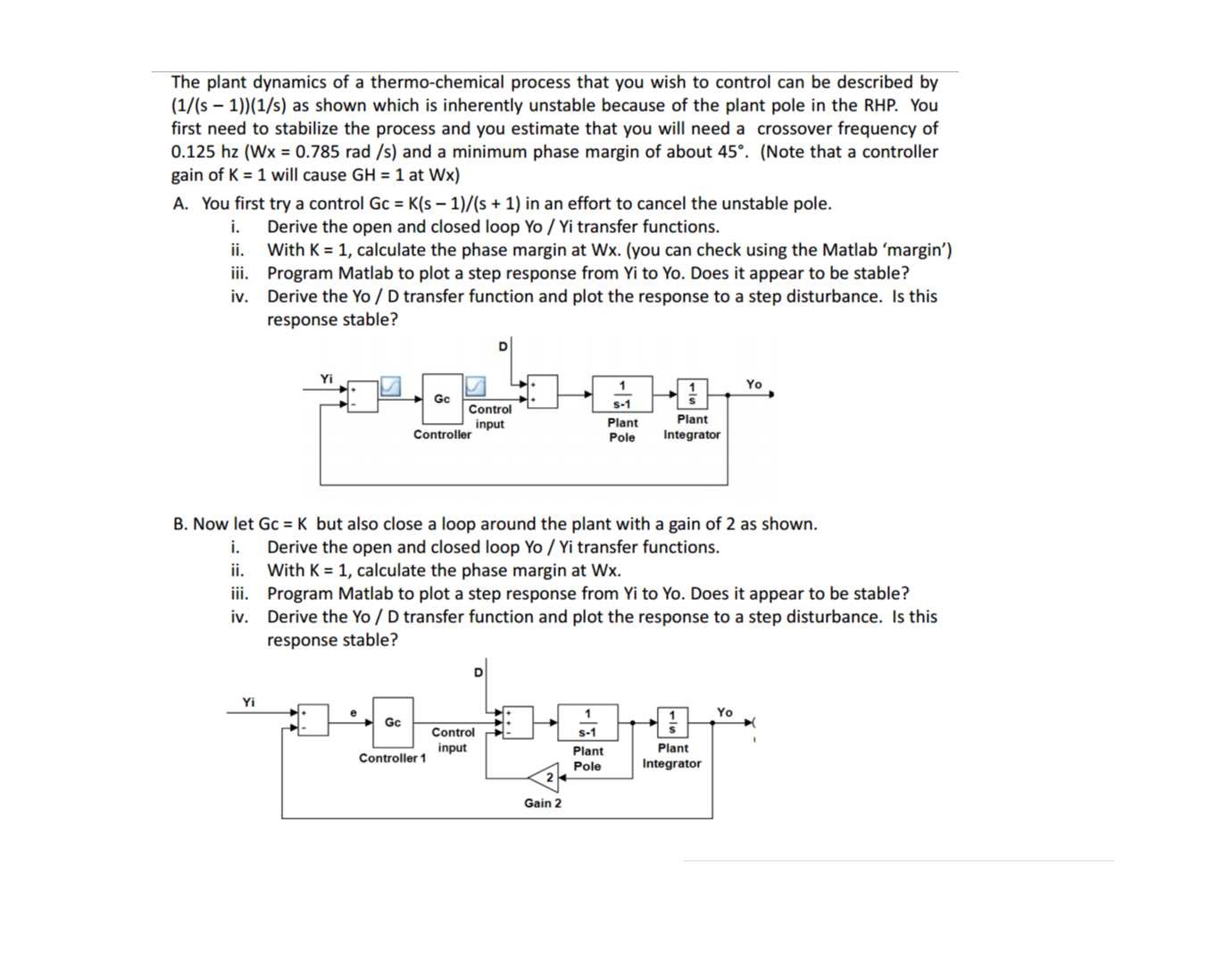 The plant dynamics of a thermo-chemical process that | Chegg.com