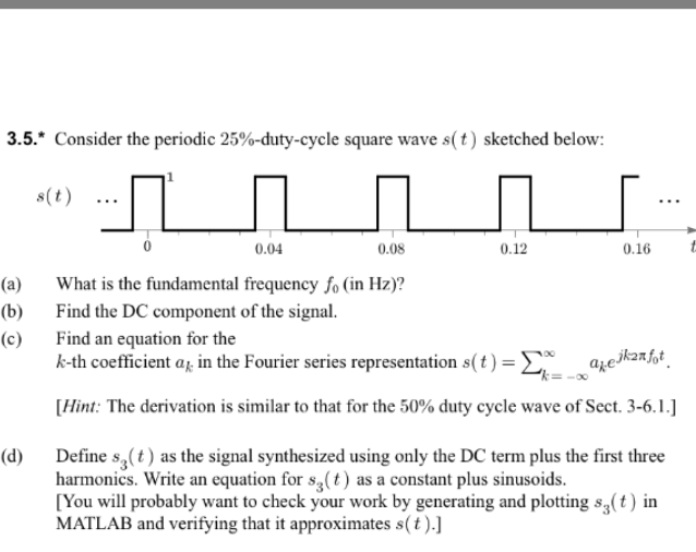 Solved Consider the periodic 25%-duty-cycle square wave | Chegg.com