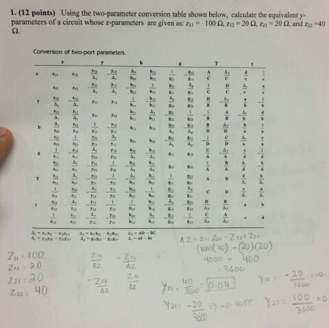 Solved Using the two-parameter conversion table shown below, | Chegg.com