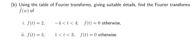 Solved Using the table of Fourier transforms, giving | Chegg.com