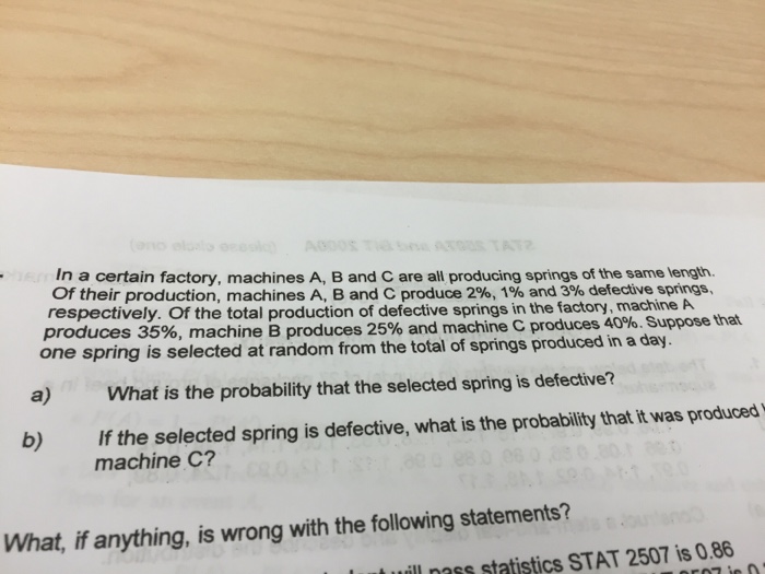 Solved In a certain factory, machines A, B, C are all | Chegg.com