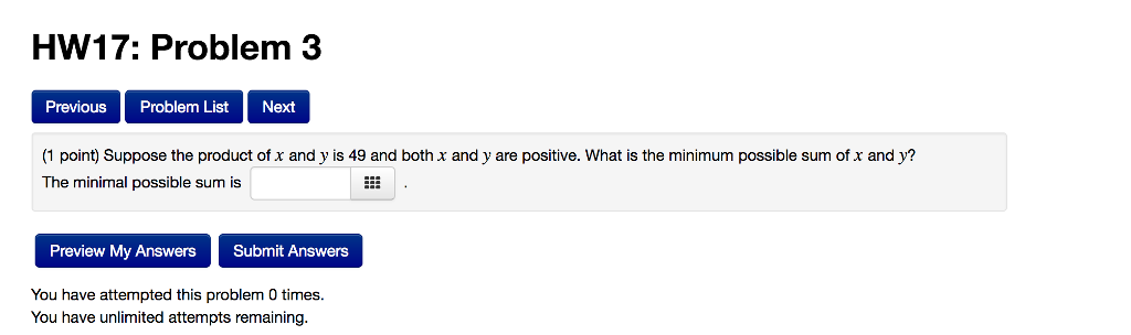 Solved HW17: Problem 3 Previous Problem List Next (1 point) | Chegg.com