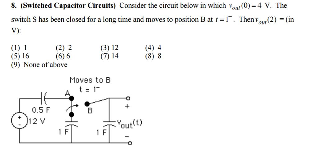 Solved (Switched Capacitor Circuits) Consider the circuit | Chegg.com