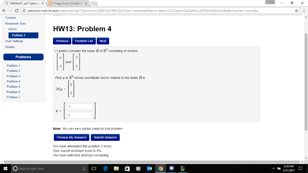 Solved D WeBWorK spr 7gbo x C Chegg study IGuided Sc x C O | Chegg.com