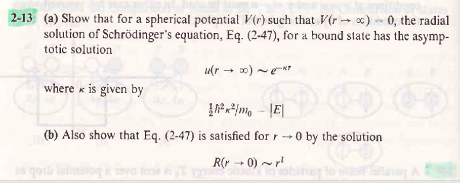 Solved 2-13 (a) Show that for a spherical potential V(r) | Chegg.com
