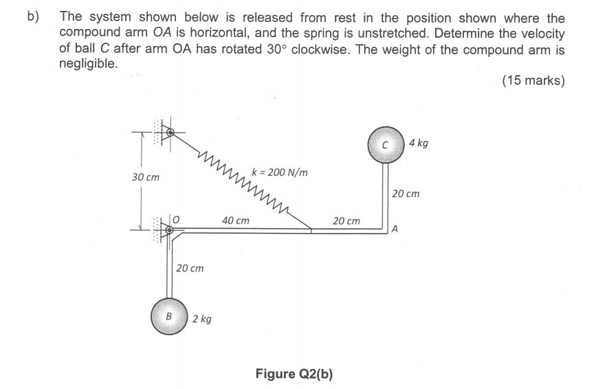 Solved b) The system shown below is released from rest in | Chegg.com