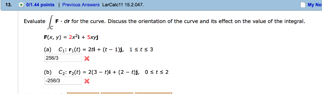 Solved 13. 0/1.44 points | Previous Answers LarCalc11 | Chegg.com