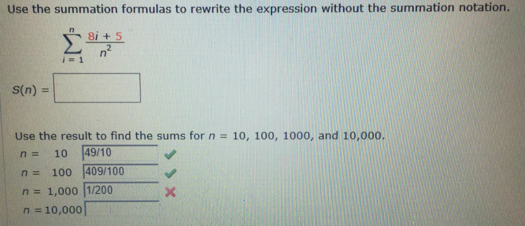 Solved Use the summation formulas to rewrite the expression | Chegg.com