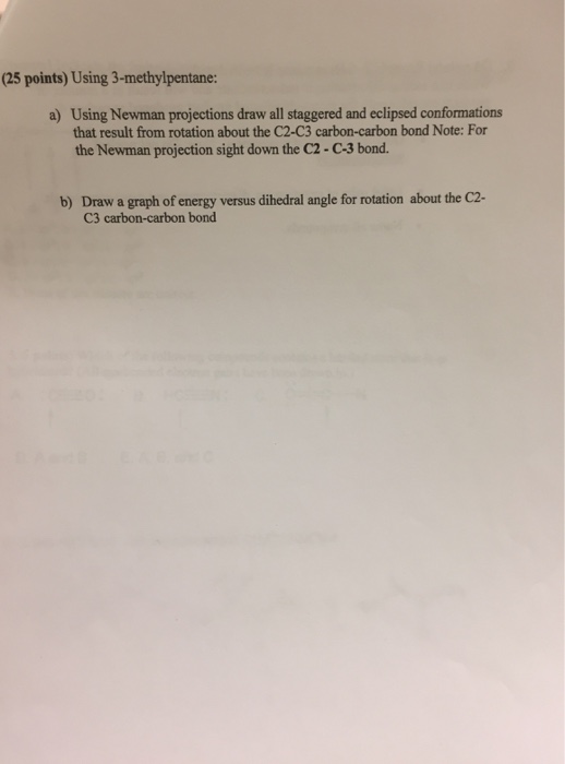 Solved Using 3-methylpentane: Using Newman projections draw | Chegg.com