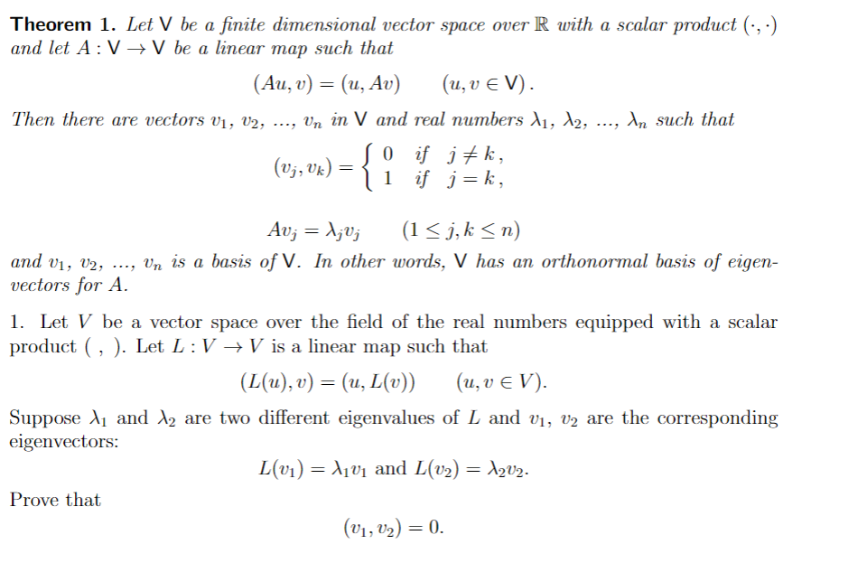 Solved Theorem 1 Let V Be A Finite Dimensional Vector Space
