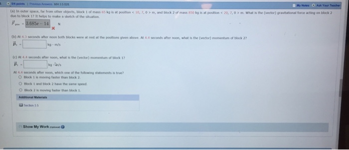 Solved In outer space, far from other objects, block 1 of | Chegg.com