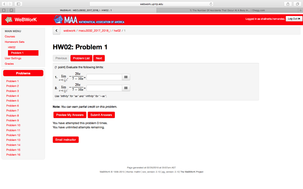 Solved webwork.uprrp.edu 山 ! WeBWorK MECU3032 2017 | Chegg.com