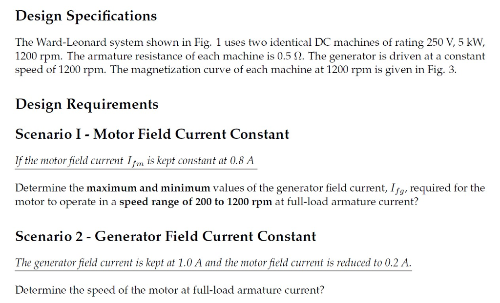 Solved Consider a Ward Leonard method of speed control, as | Chegg.com