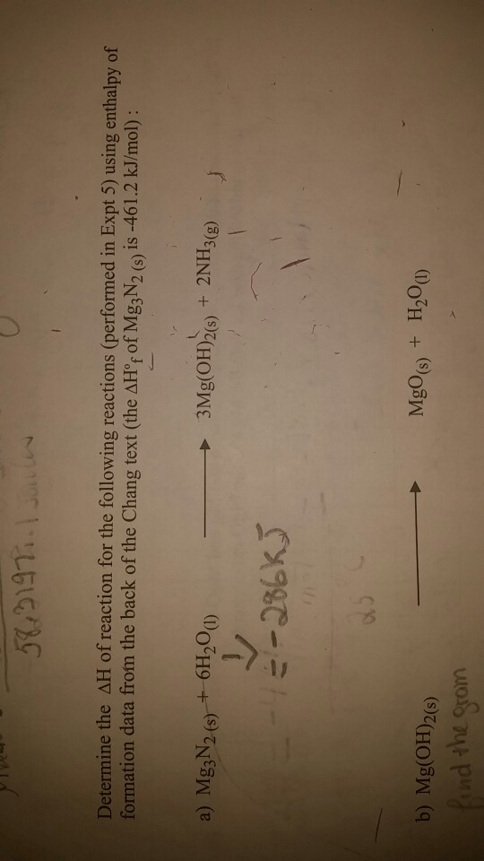 Solved Determine the AH of reaction for the following | Chegg.com