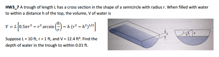 Solved A trough of length L has a cross section in the shape | Chegg.com