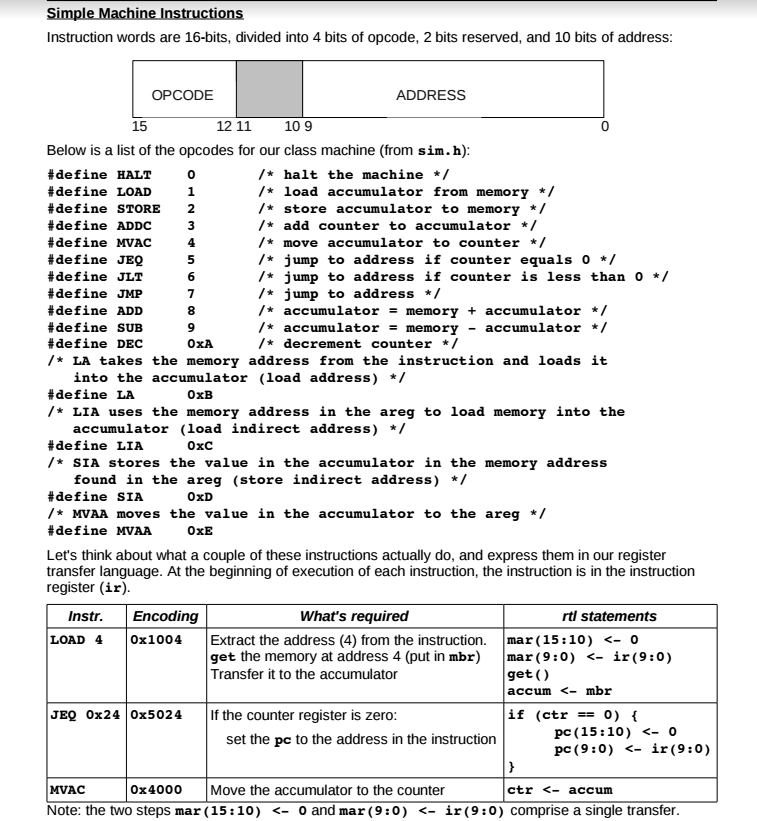 Solved Part 2: RTL () In class and in the Simple Machine | Chegg.com