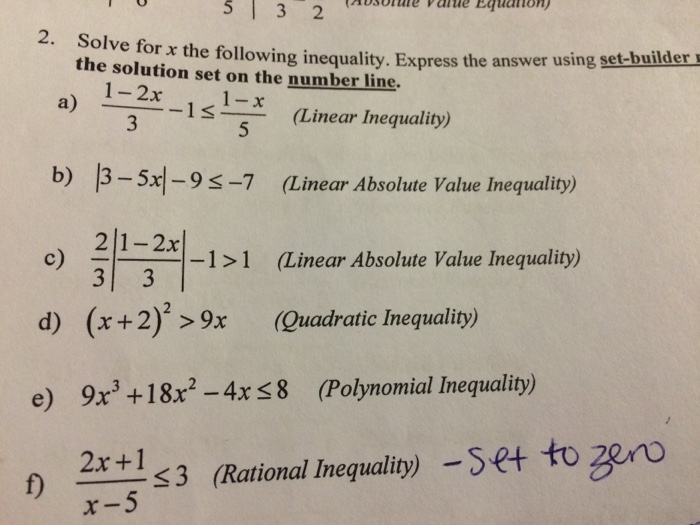 Solved 2 Solve For X The Following Inequality The Sofor 