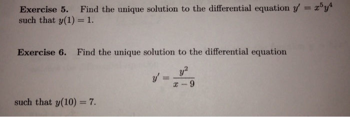 Solved Exercise 5. Find the unique solution to the | Chegg.com