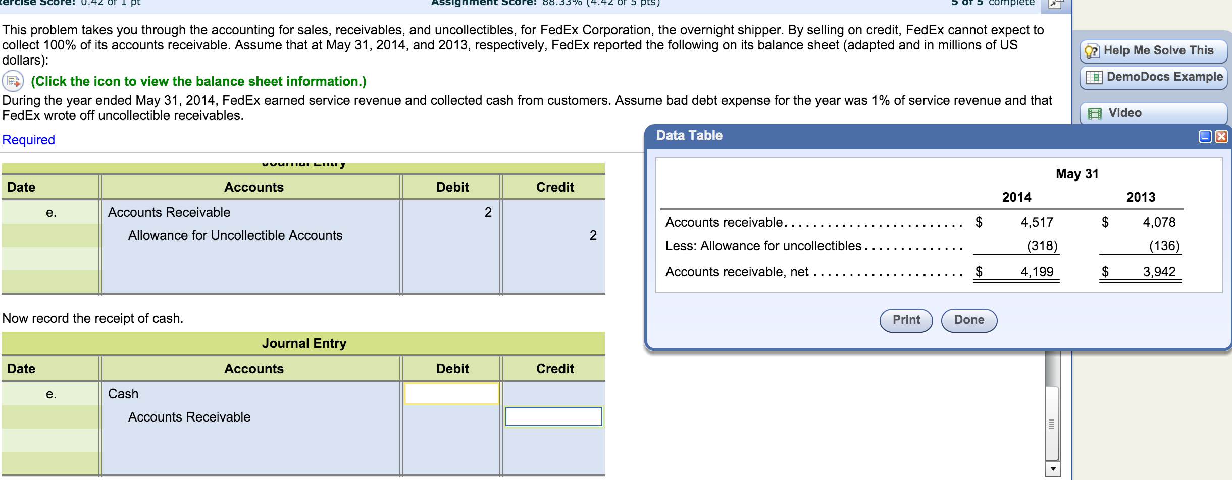 service revenue on account 37,953m collection on | Chegg.com