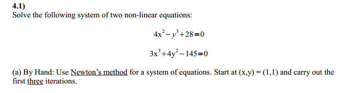 Solved Solve the following system of two non-linear | Chegg.com