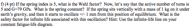 Solved f) (4 pt) If the spring index is 5, what is the Wahl | Chegg.com