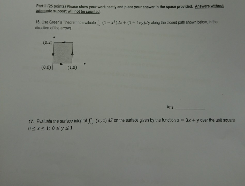 Solved Part Il(25 points) Please show your work neatly and | Chegg.com