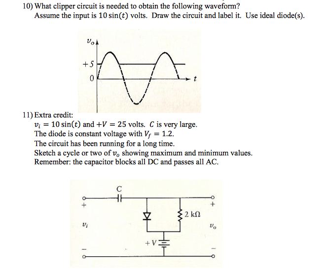Solved What clipper circuit is needed to obtain the | Chegg.com