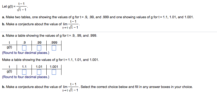 Solved t-1 Let 90 Let g)- Let g(t) a. Make two tables, one | Chegg.com Solved t-1 Let 90 Let g)- Let g(t) a. Make two tables, one | Chegg.com
