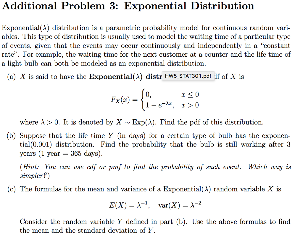 Solved Exponential Lambda Distribution Is A Parametric 