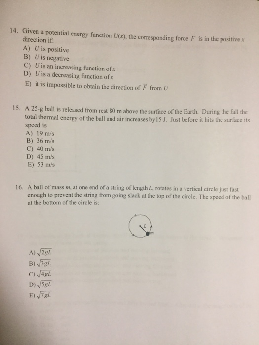 Solved Given A Potential Energy Function U X The