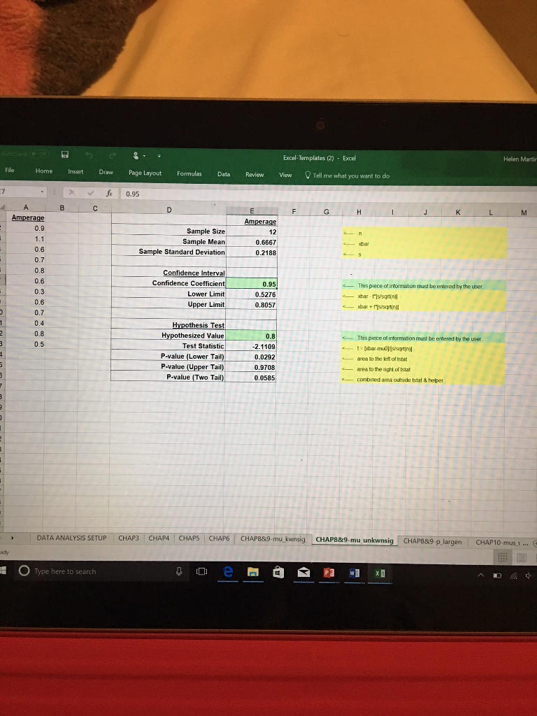 Solved Homework 5 Excei Helen Matine File Home Insert Draw | Chegg.com